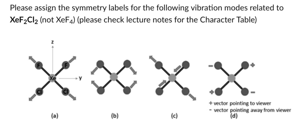 Please assign the symmetry labels for the following vibration modes ...