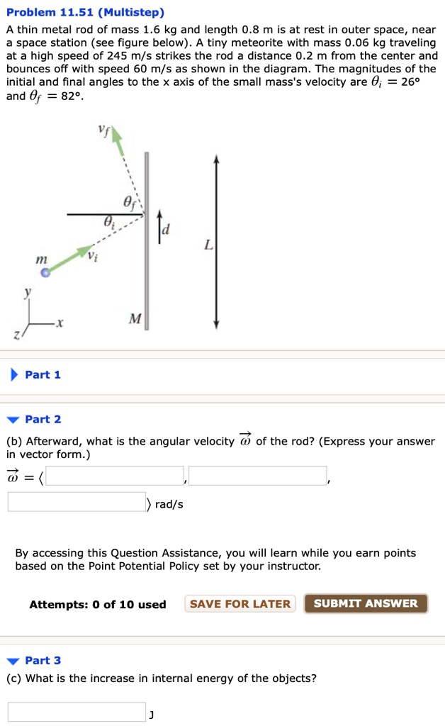 problem 1151 multistep thin metal rod of mass 16 kg and length 08 m is ...