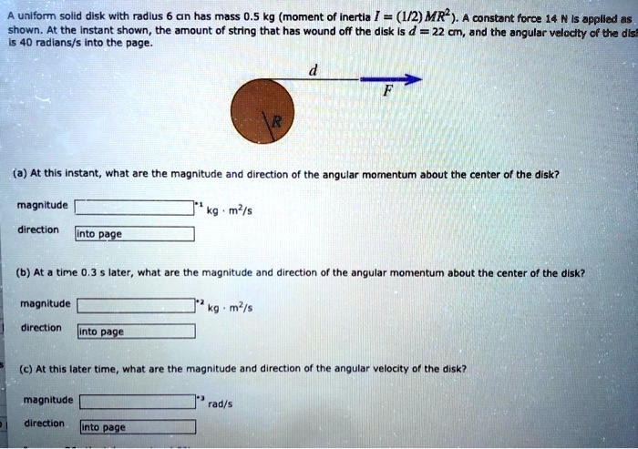 SOLVED: shown.At the instant shown,the amount of string that has wound off the disk Is d=22 cm ...