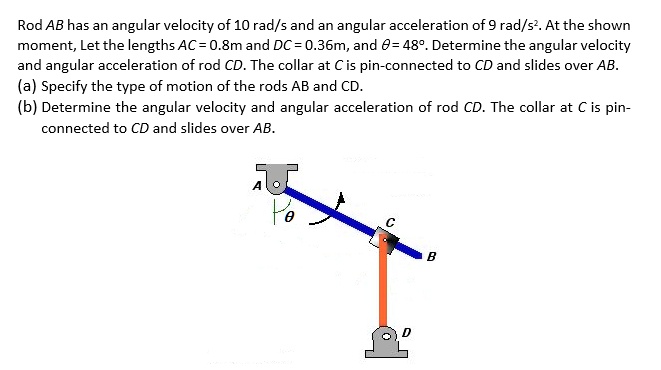 SOLVED: Rod AB has an angular velocity of 10 rad/s and an angular ...