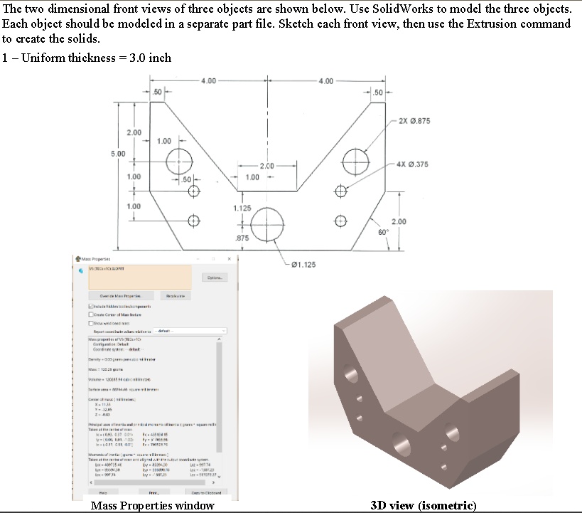 SOLVED: Using SolidWorks or Creo The two-dimensional front views of ...