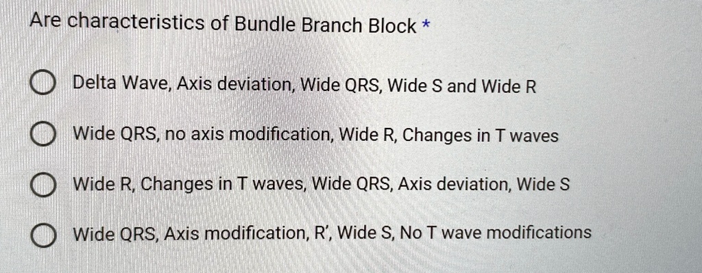 are characteristics of bundle branch block delta wave axis deviation ...