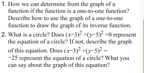1. How we can determine from the graph of a function if the function is ...