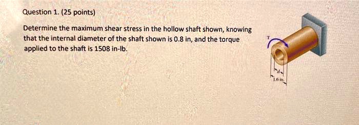 SOLVED: Determine the maximum shear stress in the hollow shaft shown ...