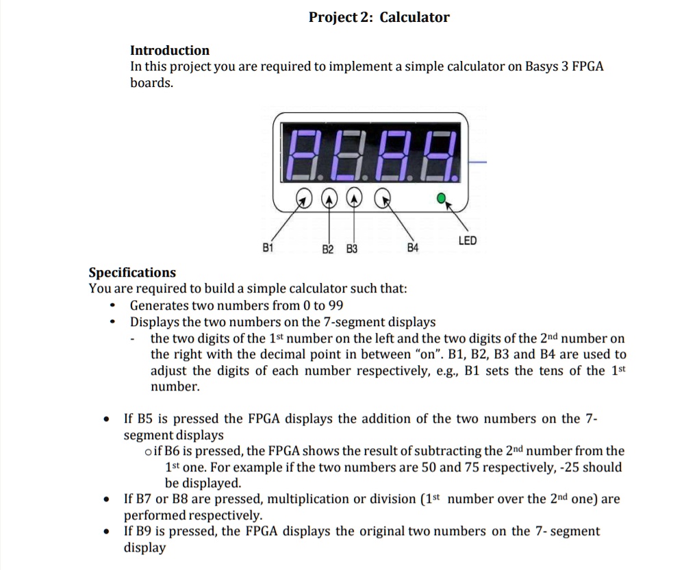 Solved Can Anyone Write The Verilog Code Project 2 Calculator