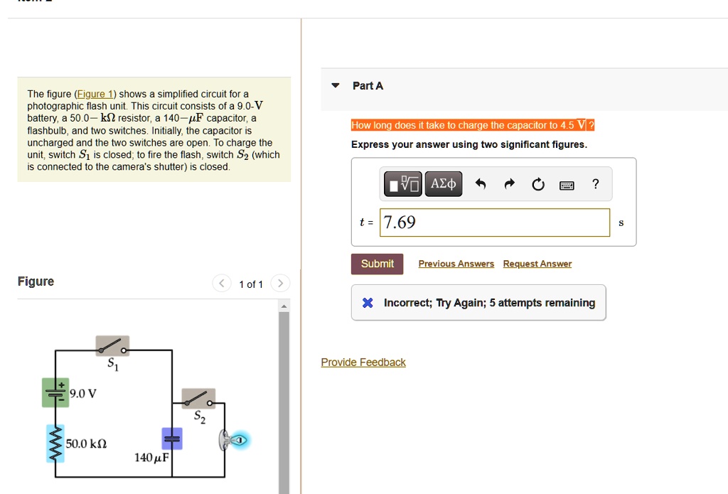 SOLVED: The figure (Figure 1) shows a simplified circuit for a photographic flash unit. This ...