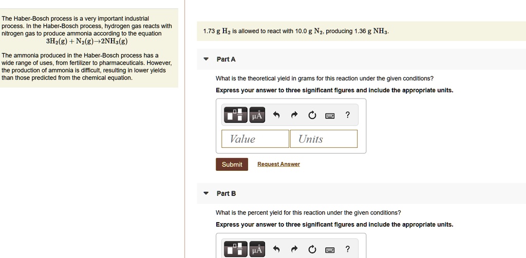 SOLVED: The Haber-Bosch process very important industrial process. In ...