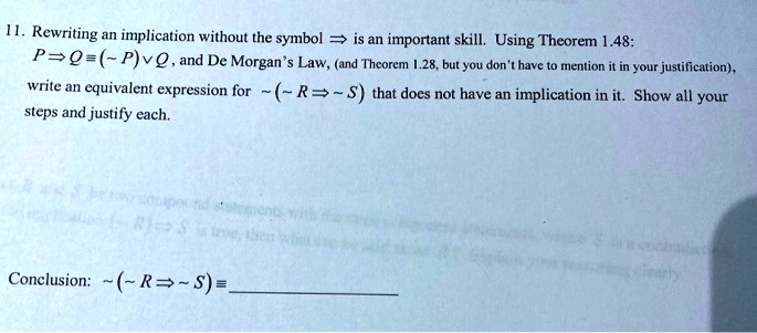 Rewriting An Implication Without The Symbol Is An Important Skill Using Theorem 48 P Pv And De
