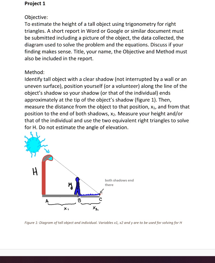 SOLVED: Project 1 Objective: To estimate the height of a tall object ...