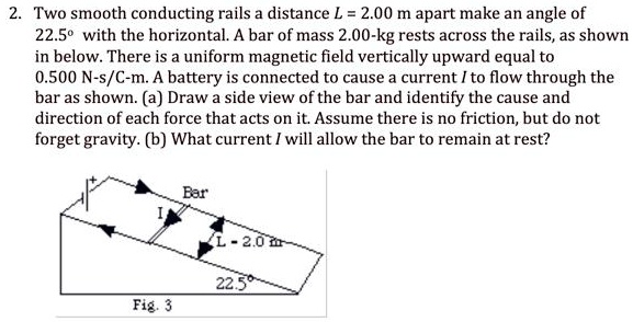 two smooth conducting rails distance l 200 m apart make an angle of 2250 with the horizontal a ...