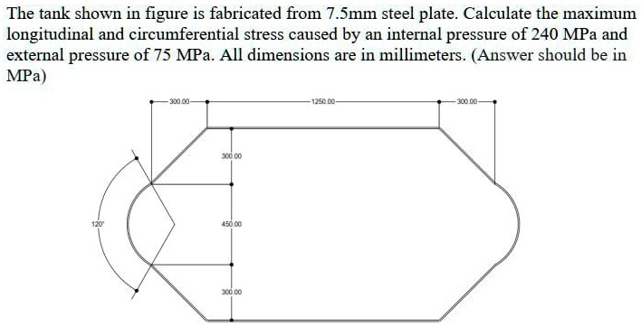 The tank shown in figure is fabricated from 7.5mm steel plate ...