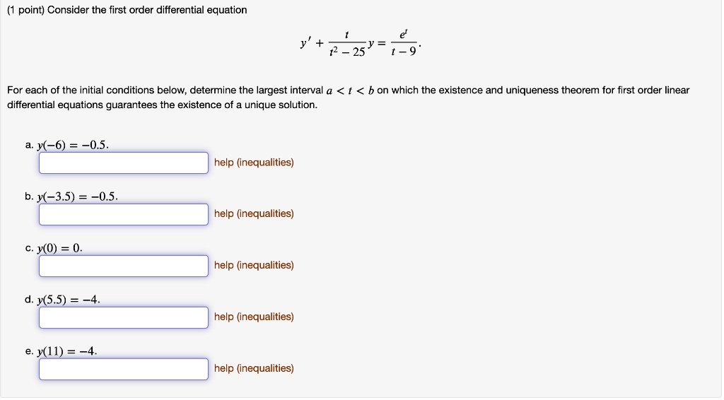 Solved Point Consider The First Order Differential Equation 25 T 9 For Each Of The Initial
