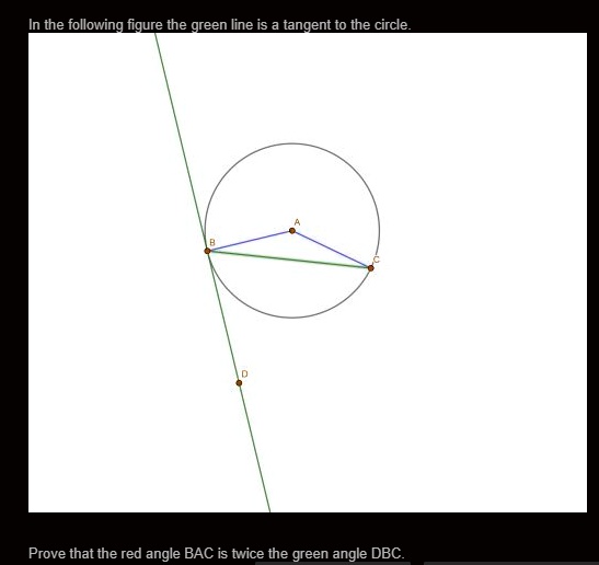 In the following figure the green line is tangent to the circle Prove ...