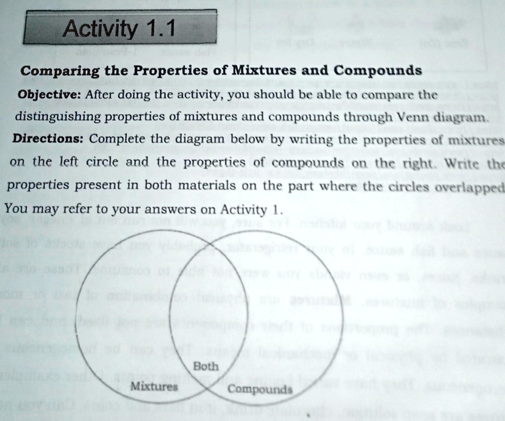 Activity 1.1 Comparing the Properties of Mixtures and...