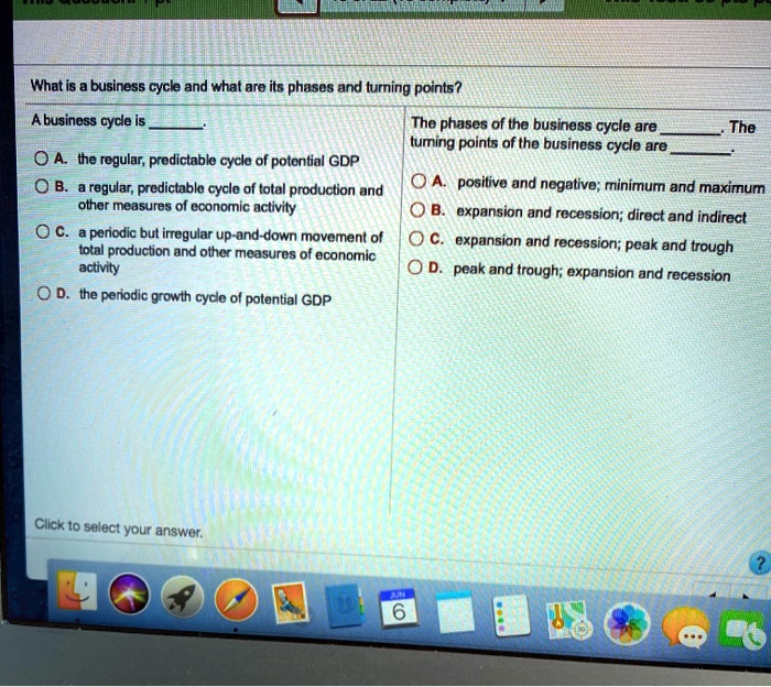 SOLVED: A business cycle is the regular, predictable cycle of potential ...