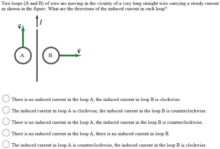 two loops and b of wire are moving in the vicinity of very long straight wire carrying steady ...