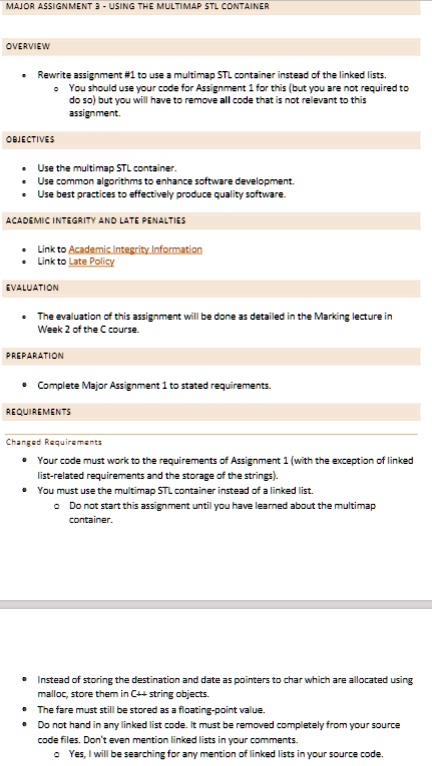 Solved Texts Major Assignment 3 Using The Multimap Stl Container Overview Rewrite Assignment