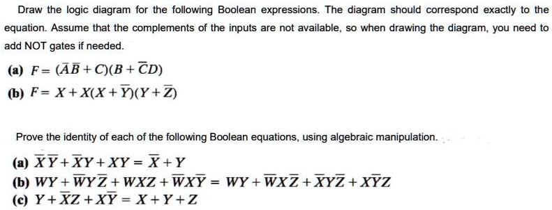 SOLVED: Draw the logic diagram for the following Boolean expressions ...