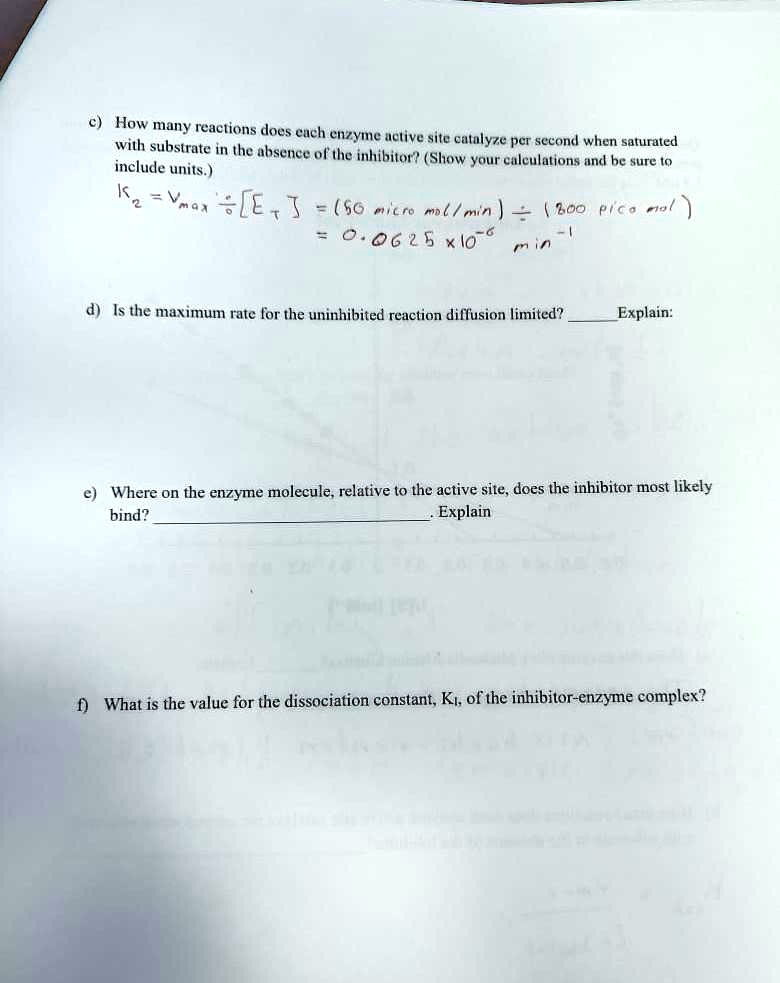 SOLVED: Is the maximum rate for the uninhibited reaction diffusion ...