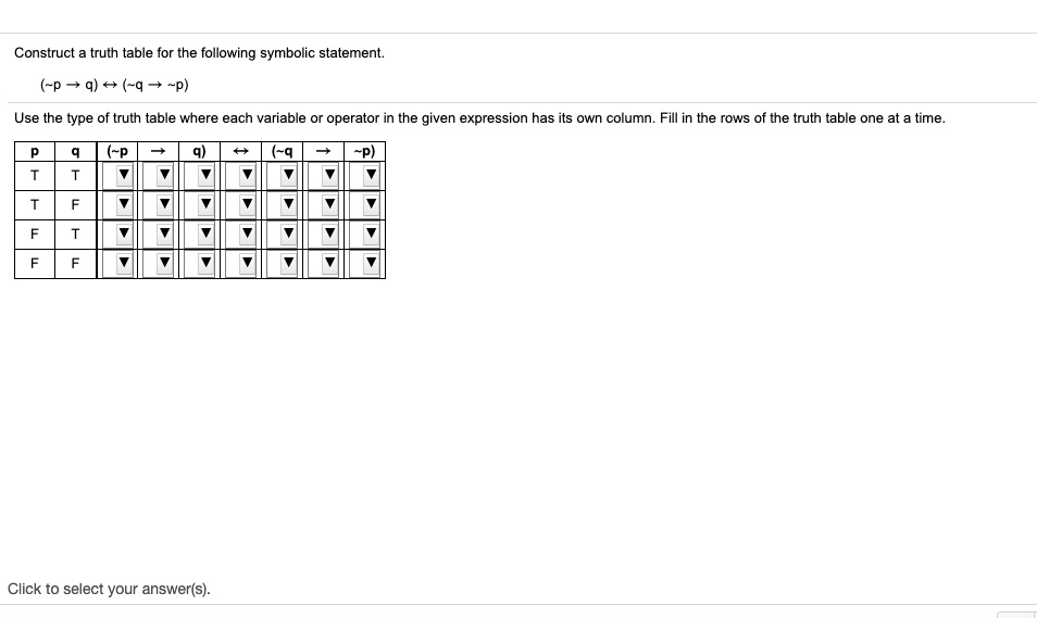 Solved Construct Truth Table For The Following Symbolic Statement P