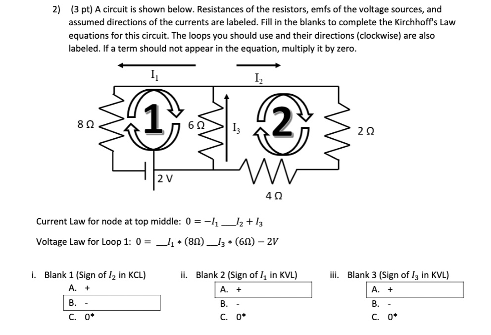 2) (3 pt) A circuit is shown below. Resistances of the resistors, emfs ...
