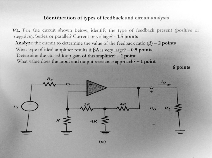 Identification of types of feedback and circuit analysis P2. For the ...