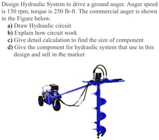 SOLVED: Design Hydraulic System to drive a ground auger. Auger speed is ...