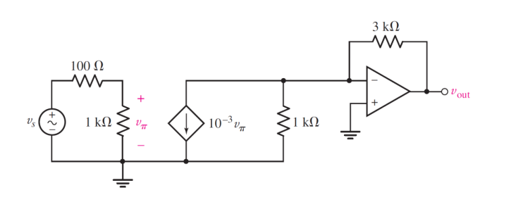 SOLVED: based on above circuit, calculate Vout given that Vs is 2cos100t mV