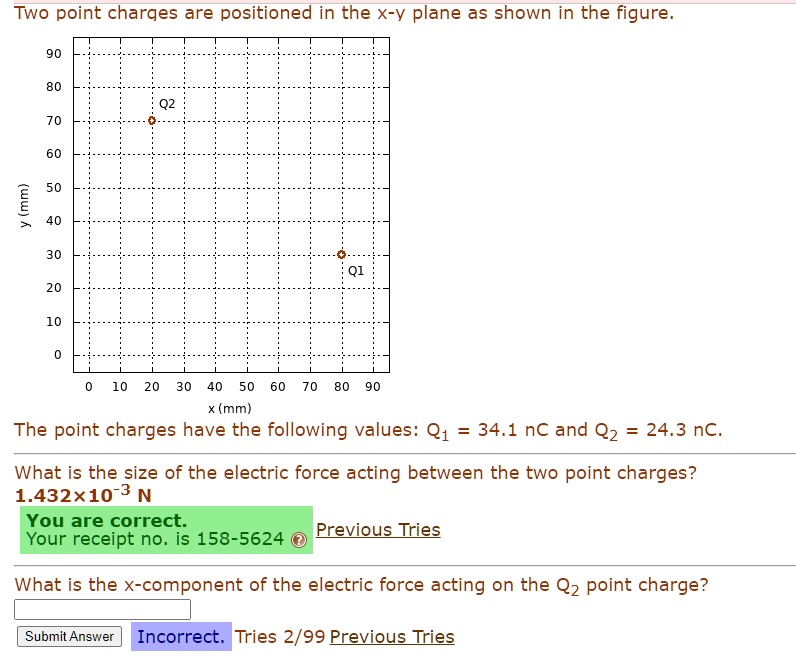 SOLVED: Two point charqes are positioned in the x-y plane as shown in the figure. The point ...