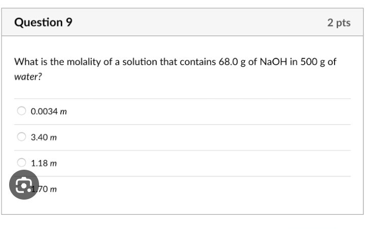 SOLVED: Question 9 2 pts What is the molality of a solution that ... SOLVED: Question 9 2 pts What is the molality of a solution that ...