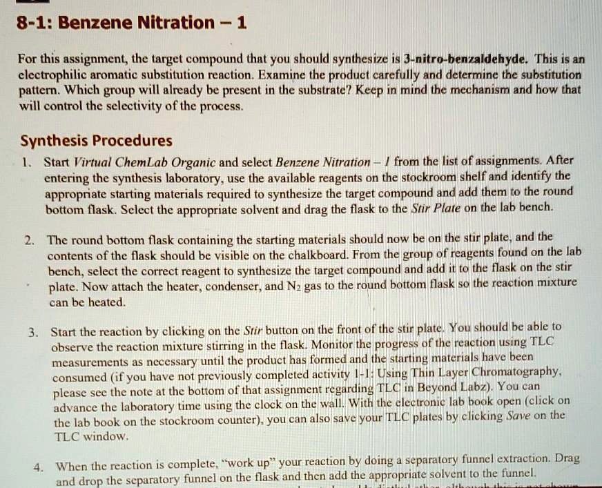 SOLVED: Benzene Nitration 1 For this assignment, the target compound ...