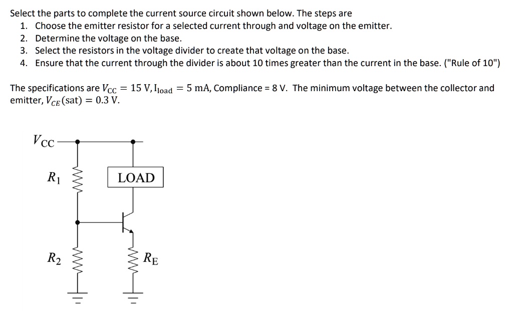 SOLVED: Select the parts to complete the current source circuit shown ...