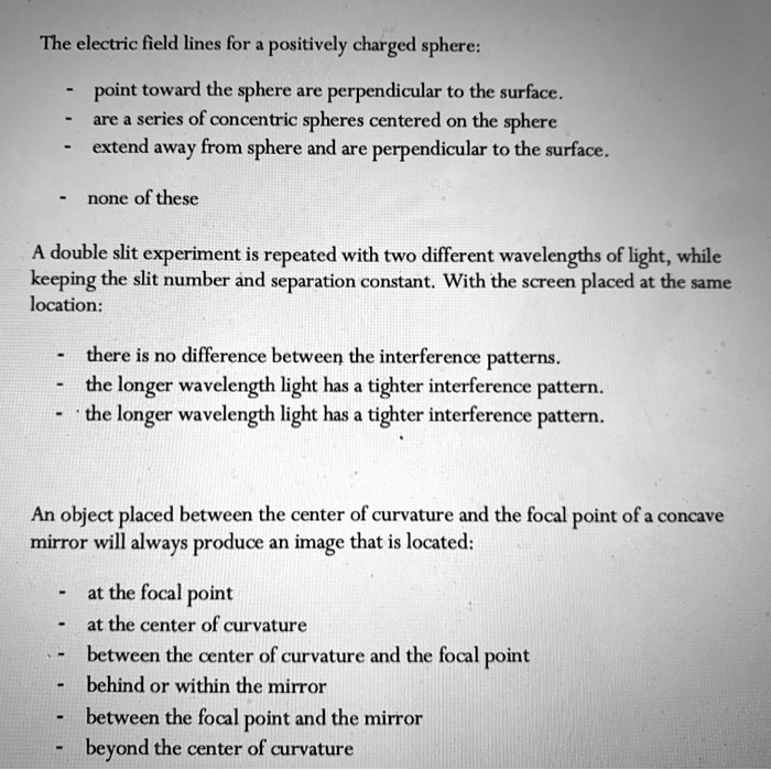 SOLVED: The electric field lines for positively charged sphere: point ...