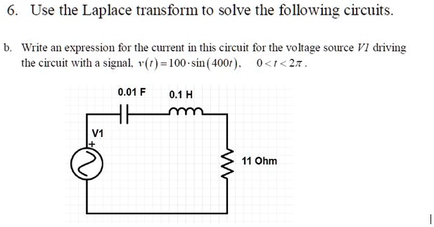 SOLVED: Use the Laplace transform to solve the following circuits. b. Write an expression for ...