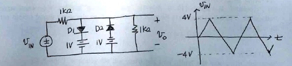 SOLVED: (a) Draw the output waveform assuming that all diodes are ideal. (First assume that both ...
