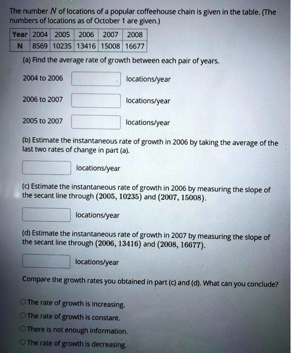 SOLVED: The number N of locations of a popular coffeehouse chain is ...