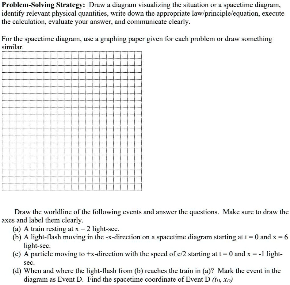 SOLVED: Problem-Solving Strategy: Draw a diagram visualizing the situation or a spacetime ...