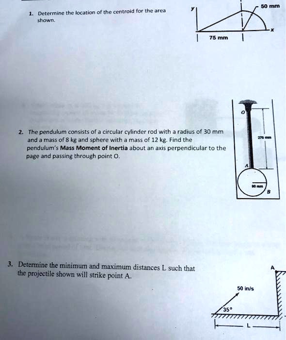 SOLVED: Determine the location of the centroid for the area shown. 75 mm The pendulum consists ...