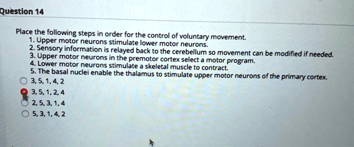 question 14 place the following steps in order for the control of ...