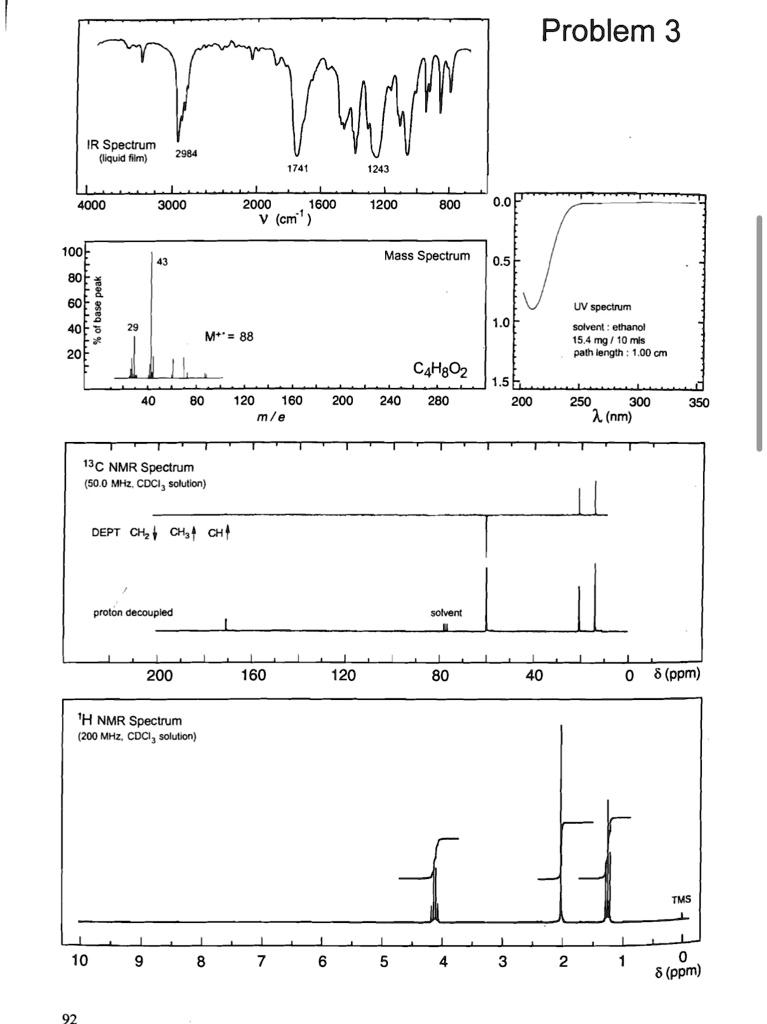 SOLVED: Problem 3: Solve this structure based on the spectrum below. Provide all details of each ...