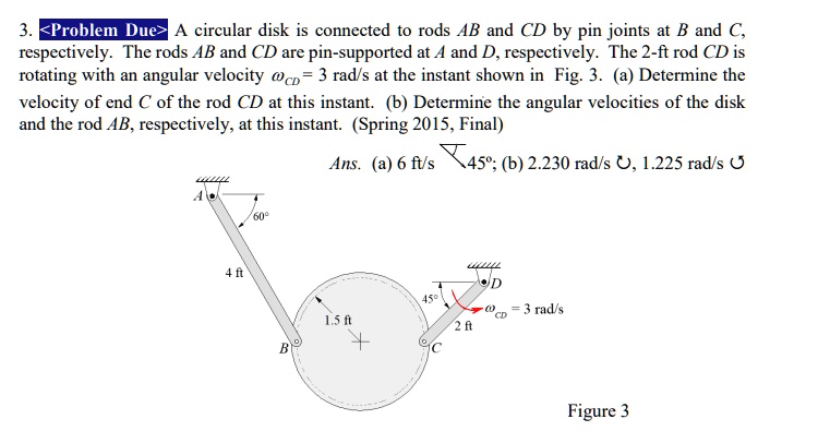 SOLVED: A circular disk is connected to rods AB and CD by pin joints at ...
