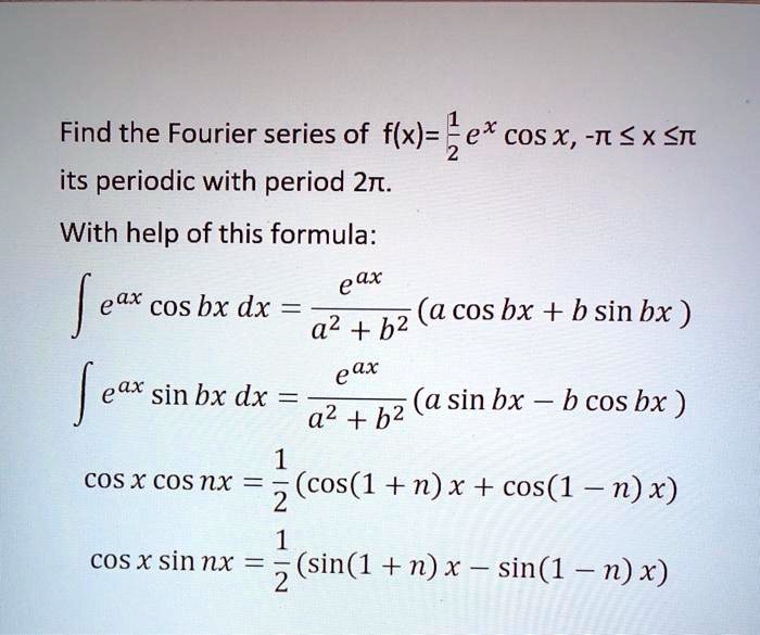 find the fourier series of flx zex cosx tsx stt its periodic with ...