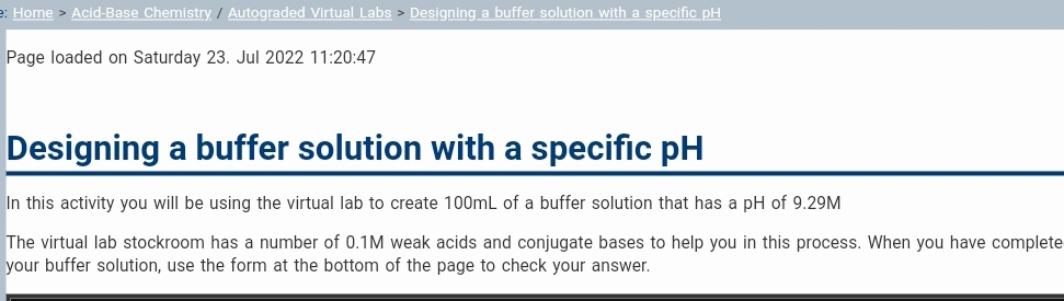 SOLVED: Page loaded on Saturday 23. Jul 2022 11:20:47 Designing a buffer solution with a ...