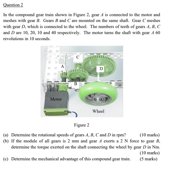 SOLVED: Question 2 In the compound gear train shown in Figure 2, gear A ...