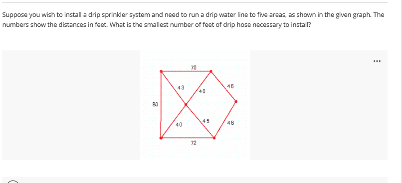 SOLVED: Suppose you wish to install a drip sprinkler system and need to ...