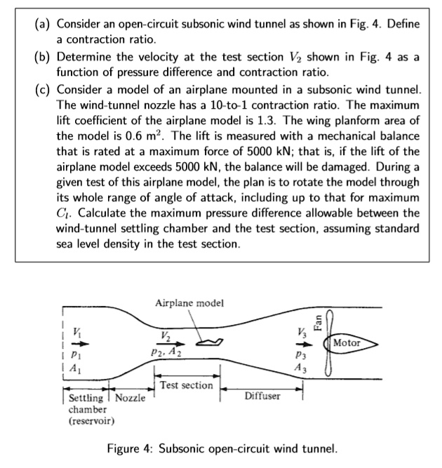 SOLVED: a) Consider an open-circuit subsonic wind tunnel as shown in ...