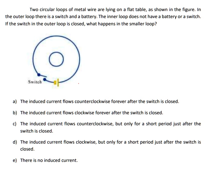 two circular loops of metal wire are lying on flat table as shown in the figure in the outer ...
