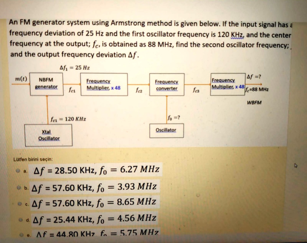 an fm generator system using armstrong method is given belowif the ...