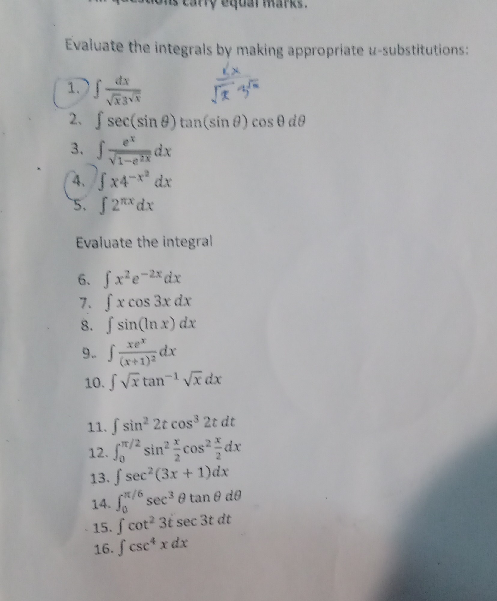 SOLVED Evaluate The Integrals By Making Appropriate U substitutions 1 solved-evaluate-the-integrals-by-making-appropriate-u-substitutions-1