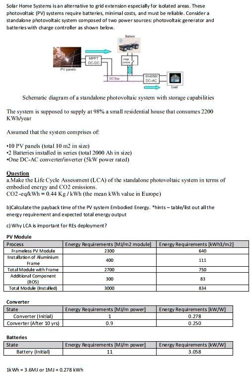SOLVED: Solar Home Systems is an alternative to grid extension, especially for isolated areas ...